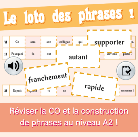Jeu - Le loto des phrases (A2) - Démarche FLE